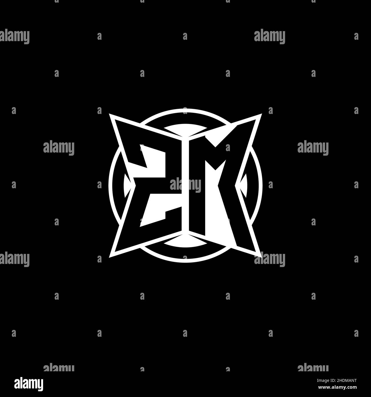 ZM Monogram logo letter with simple modern shape style design. Circle ...