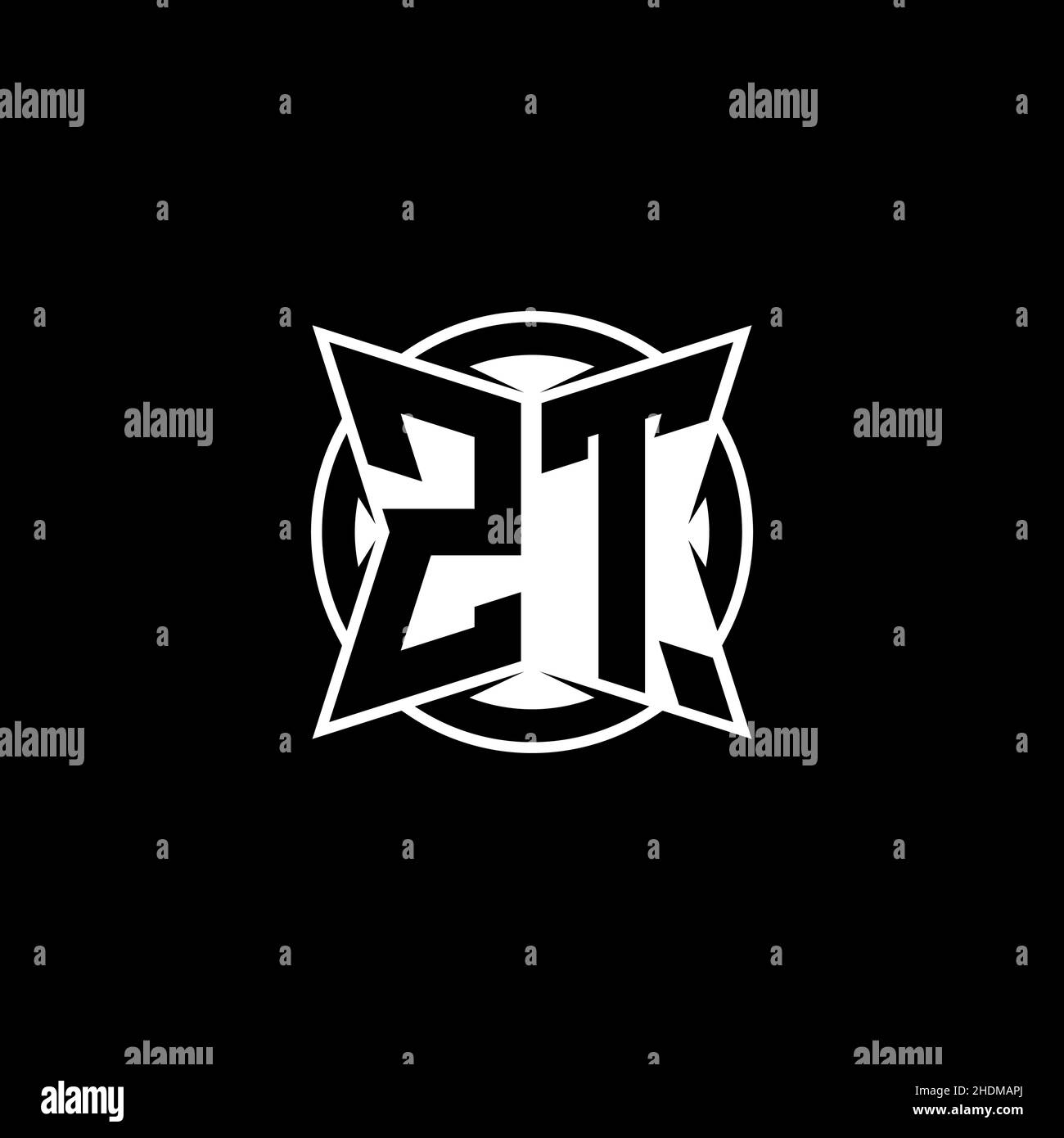 ZT Monogram logo letter with simple modern shape style design. Circle rounded monogram logo ...