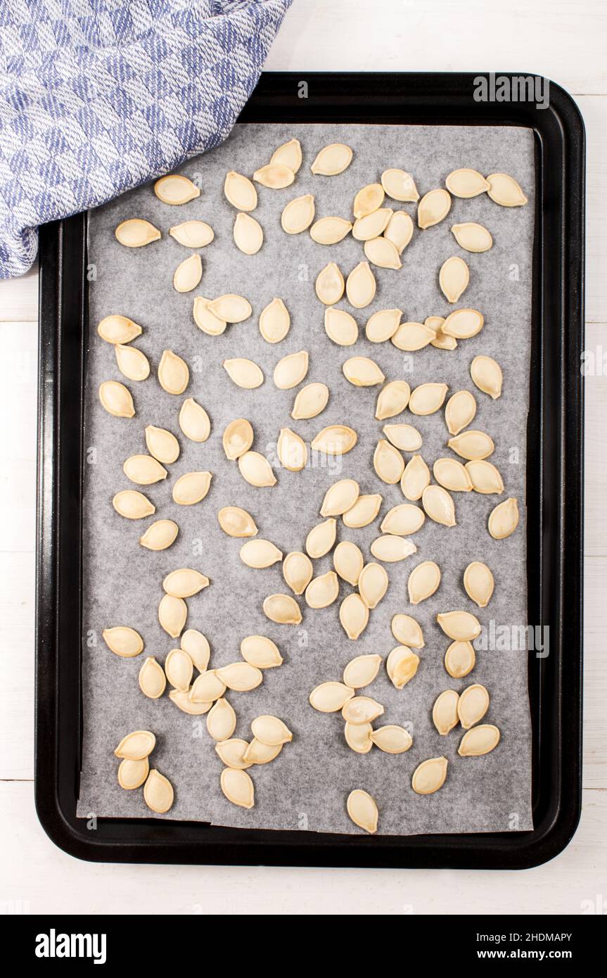 baking sheet, pumpkin seeds, baking sheets, pumpkin seed Stock Photo ...