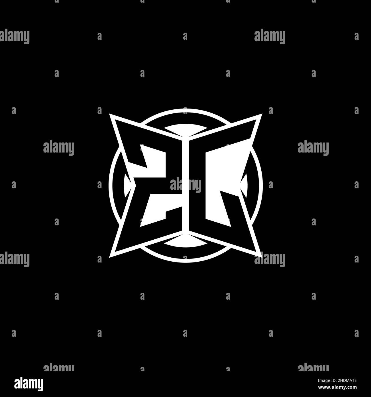 ZJ Monogram logo letter with simple modern shape style design. Circle ...