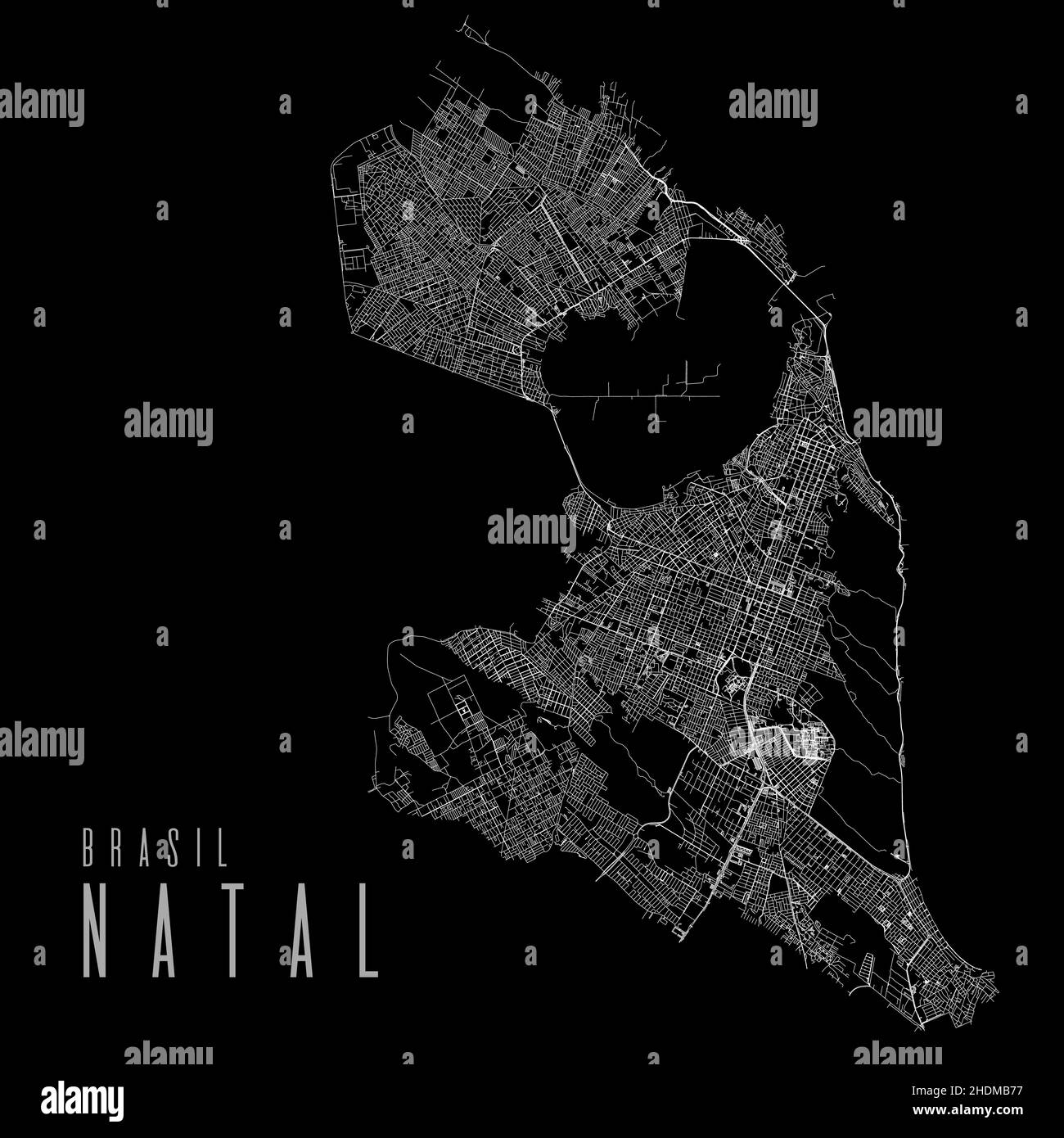 Natal city vector map poster. Brazil municipality square linear street ...
