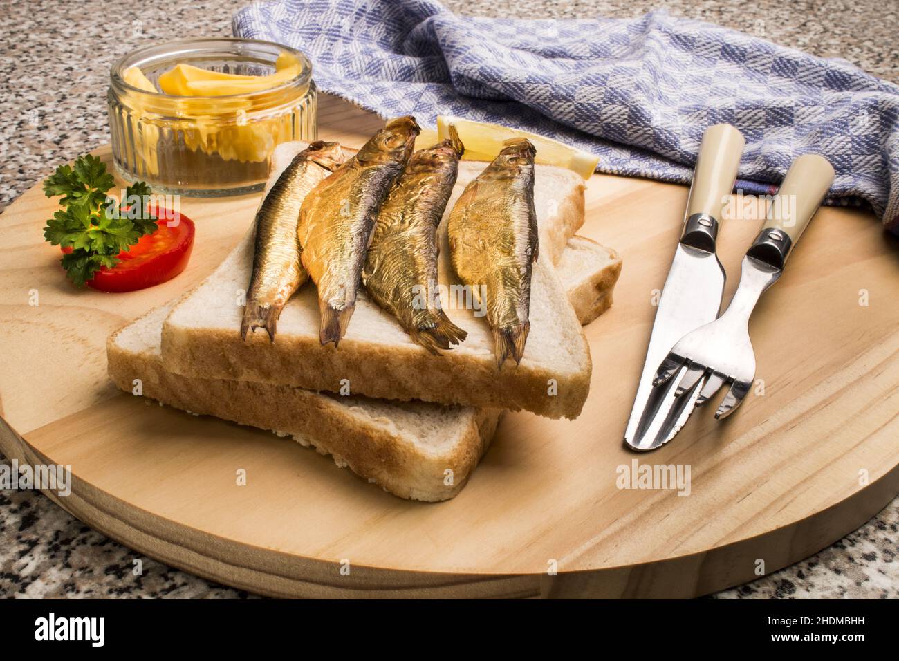 herring, toast, smoked fish, toasts, kippers Stock Photo - Alamy