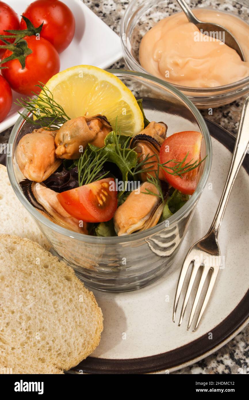 seafood, seafood salad, seafoods, seafood salads Stock Photo - Alamy