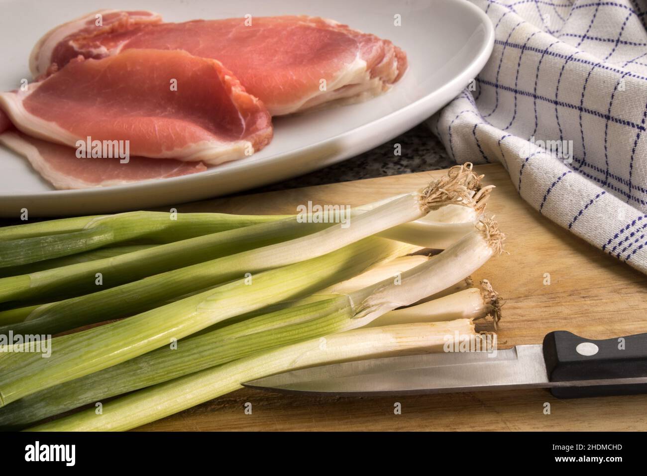 ingredient, bacon, spring onion, ingredients, bacons, spring onions Stock Photo - Alamy
