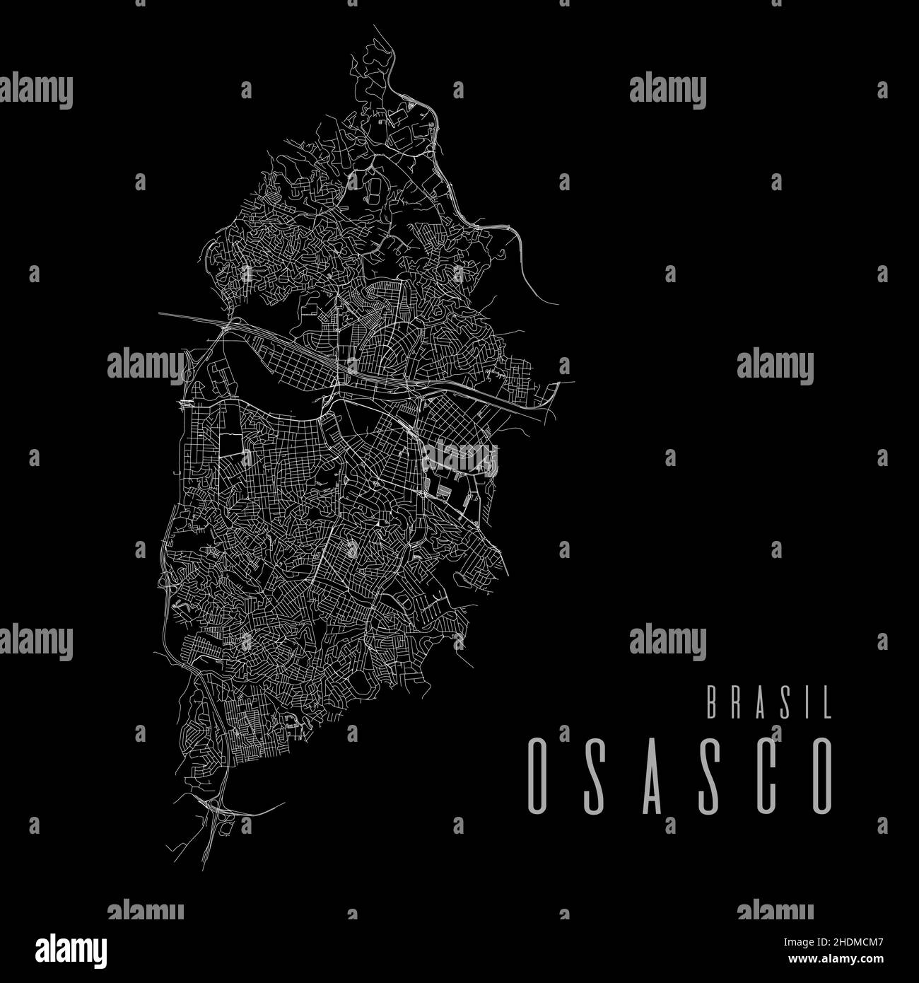 Osasco city vector map poster. Brazil municipality square linear street ...