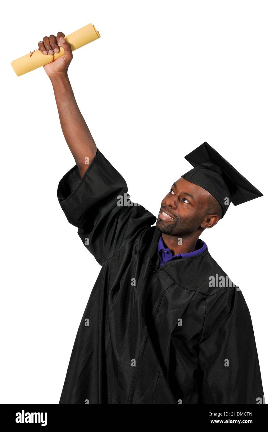 Young man in graduation robe hi-res stock photography and images - Alamy