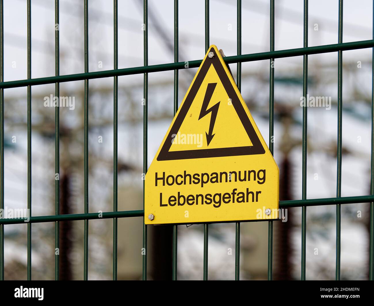 warning sign, hv, life threatening, warning signs Stock Photo - Alamy
