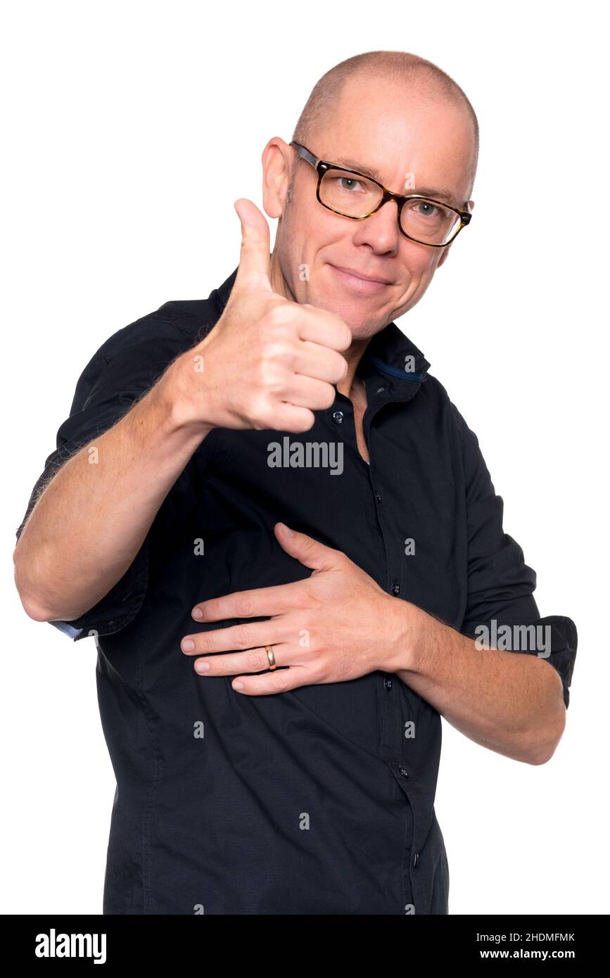 man, satisfied, thumbs up, guy, men, contents, thumb ups Stock Photo ...