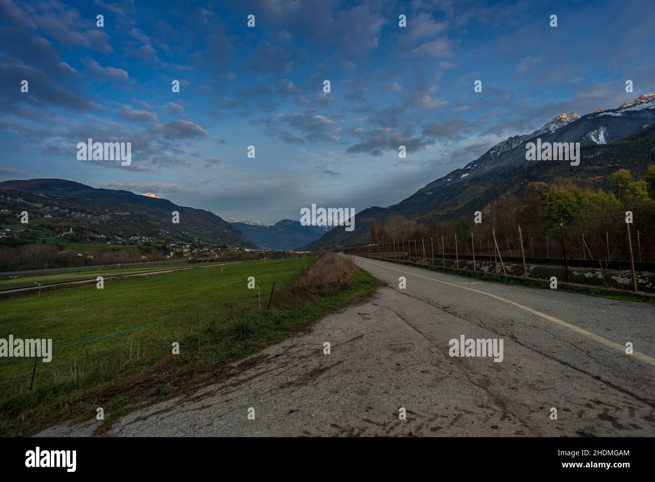 mountain panorama in winter at blue hour Stock Photo - Alamy