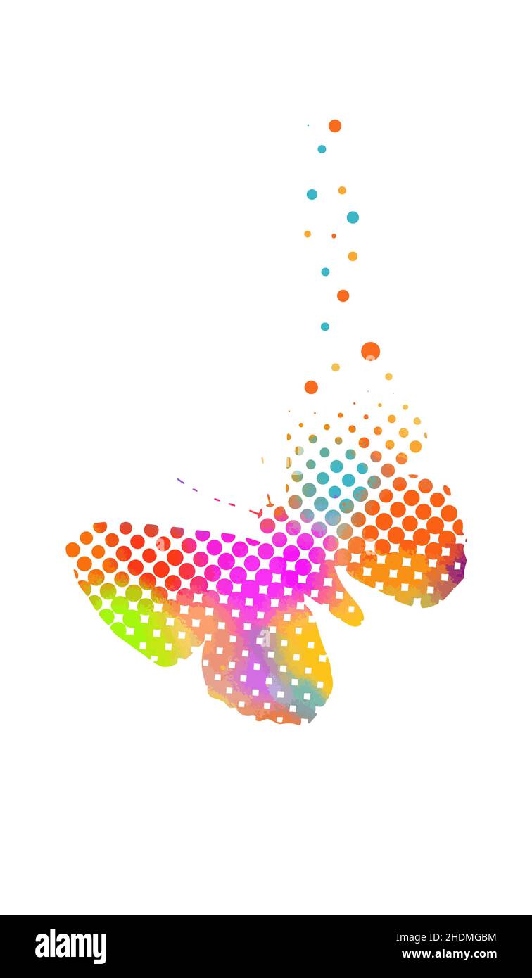 Butterfly multicolored abstract. A butterfly made of dots. Vector ...