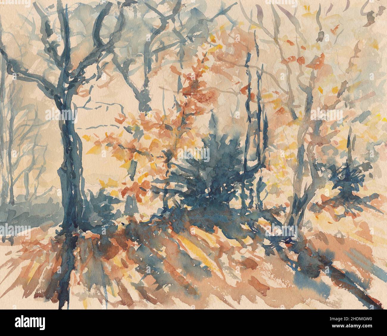 Watercolor forest painting hi-res stock photography and images - Alamy
