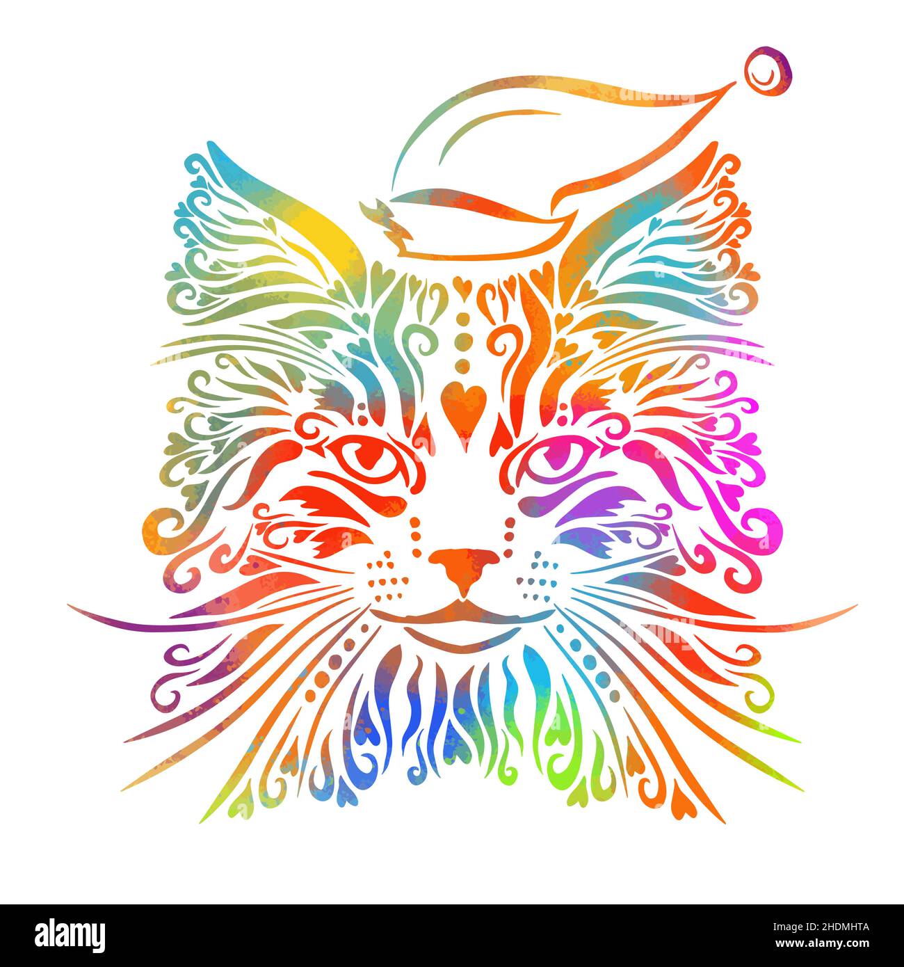 Multi-colored cat face. Vector illustration Stock Vector Image & Art ...