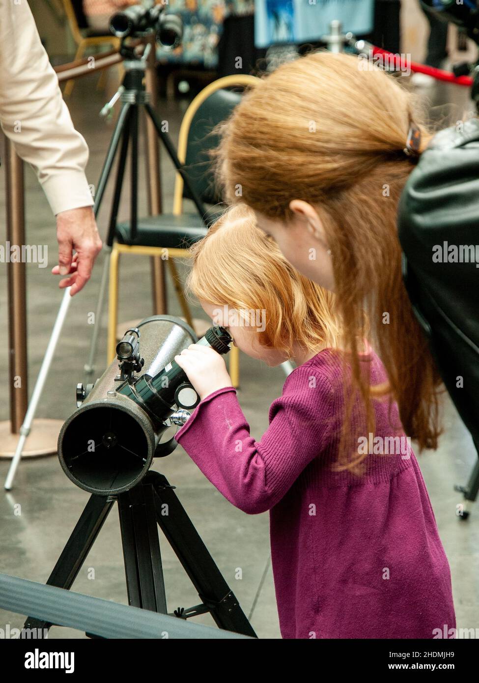 Kids with telescopes Stock Photo - Alamy
