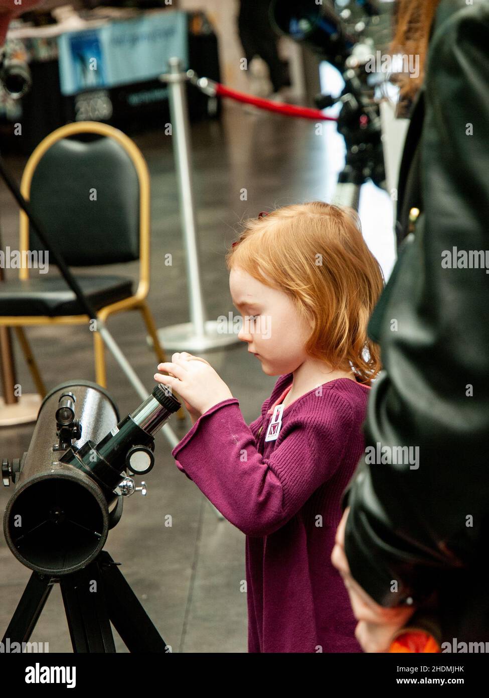 Kids with telescopes Stock Photo - Alamy