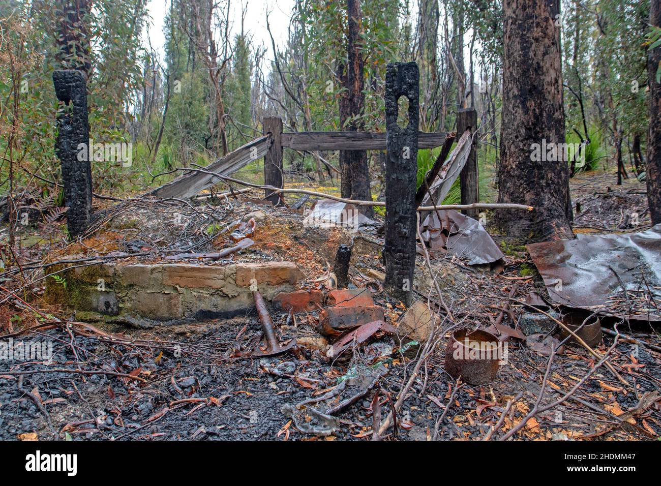 The former Churchill's Hut, destroyed by fire in 2019 Stock Photo - Alamy