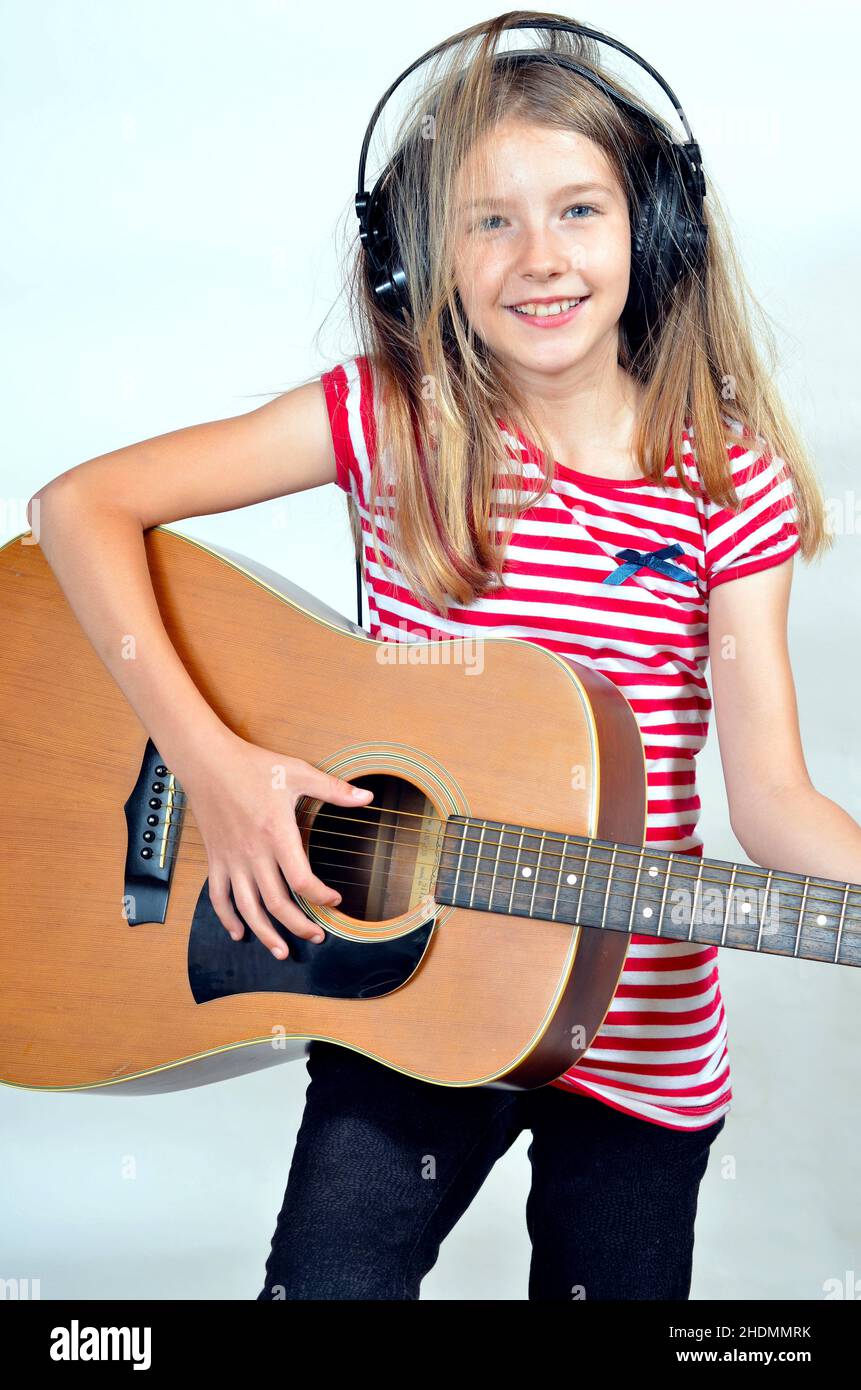 girl, guitar, playing guitar, girls, guitars, playing guitars Stock ...