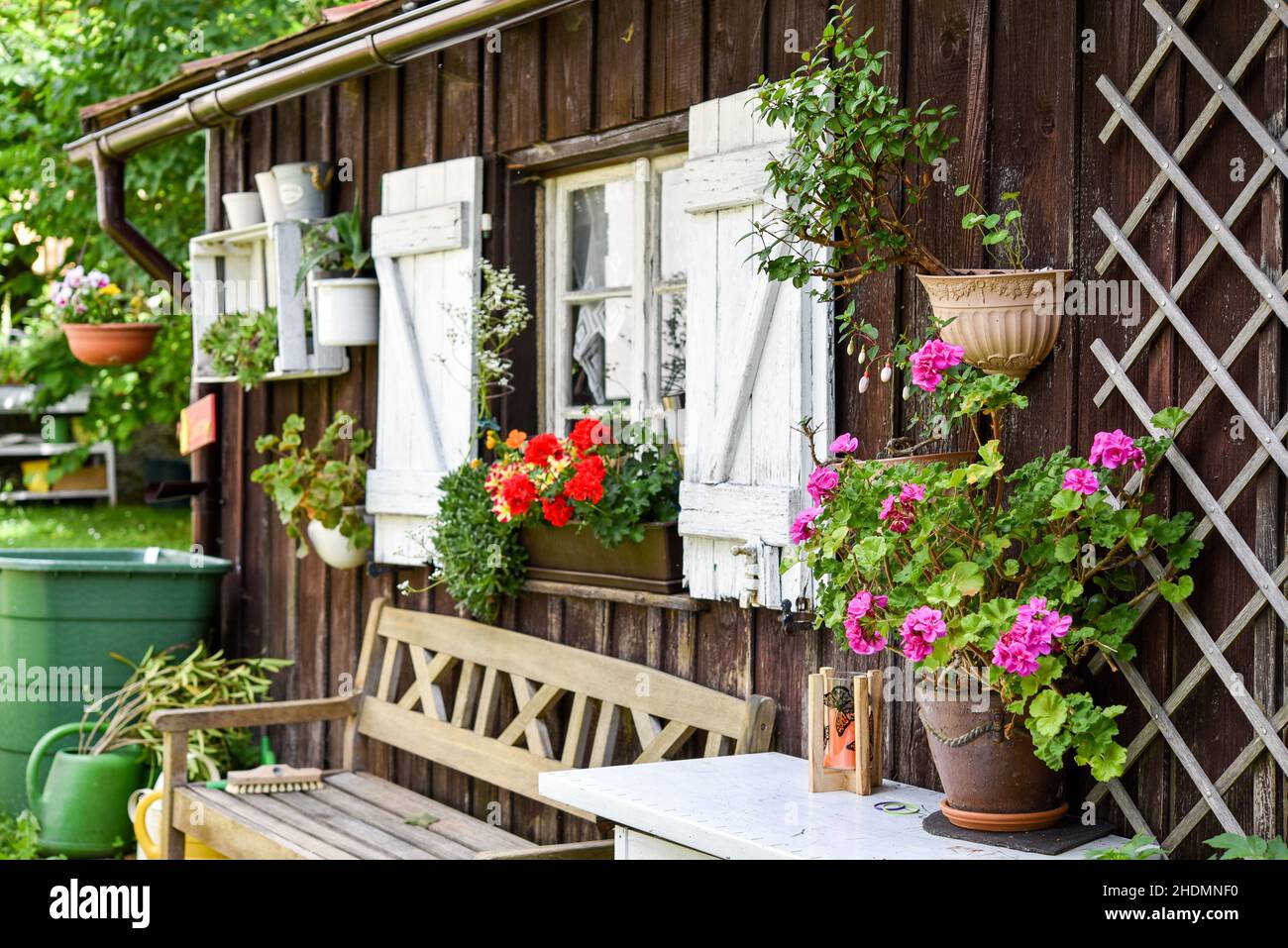 bench, garden house, allotment, benchs, pavilions, allotments Stock ...