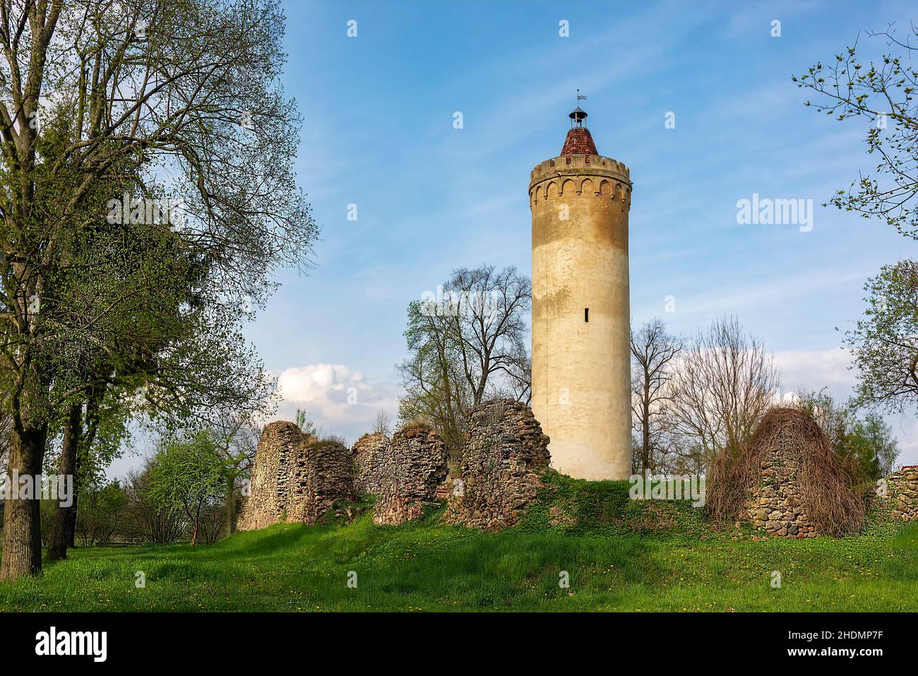 round tower, Bornsdorf, round towers Stock Photo - Alamy