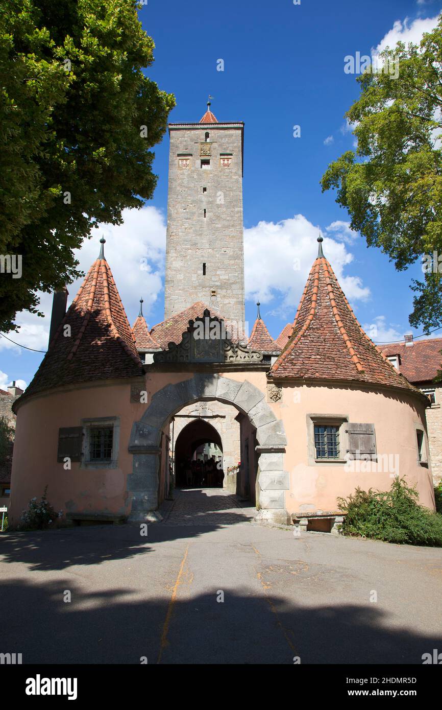 rothenburg ob der tauber, castle gate, rothenburg ob der taubers ...