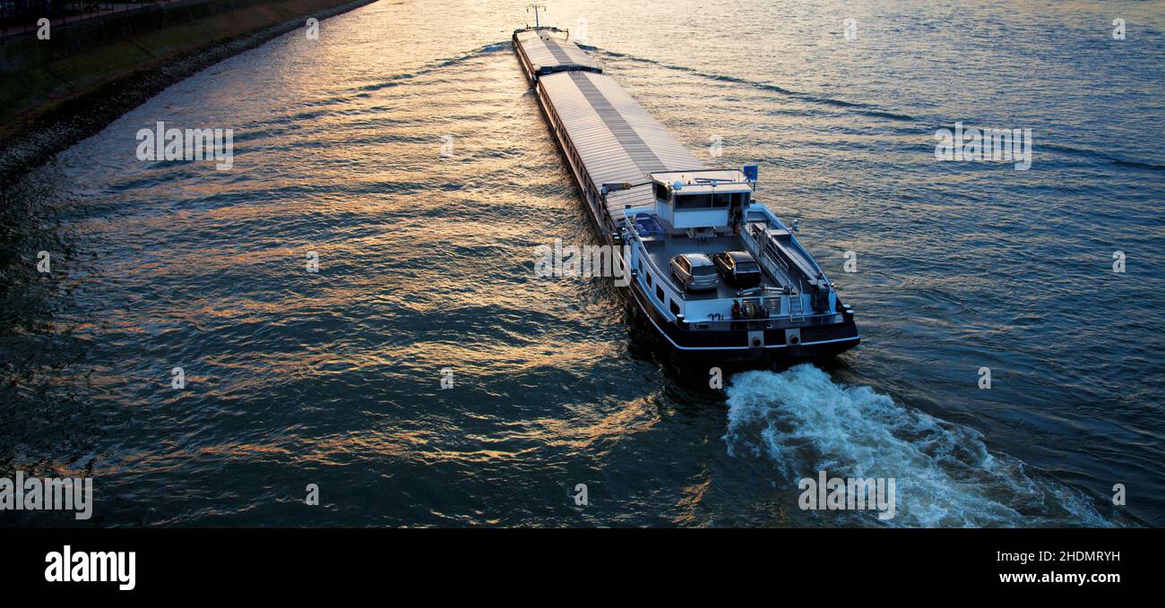 rhine river, container ship, rhine, rhine rivers, container ships Stock ...