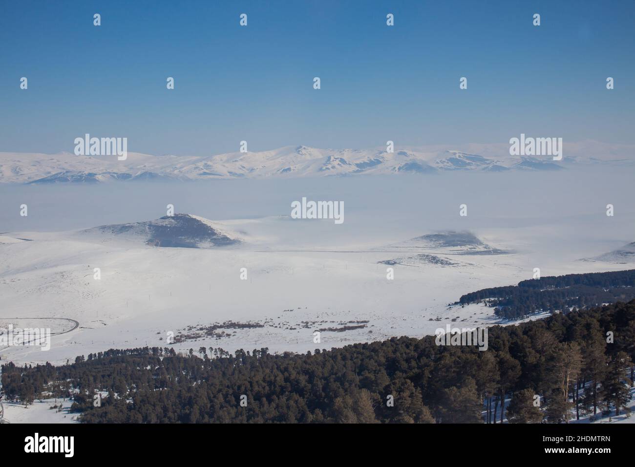 Snow scenes from the Eastern Anatolian region of Turkey. Ski resort ...