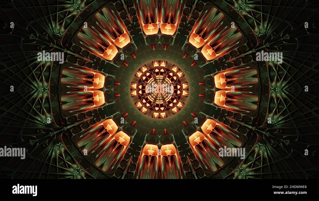 A 3D illustration of a fiery enlightened round shaped colorful ...