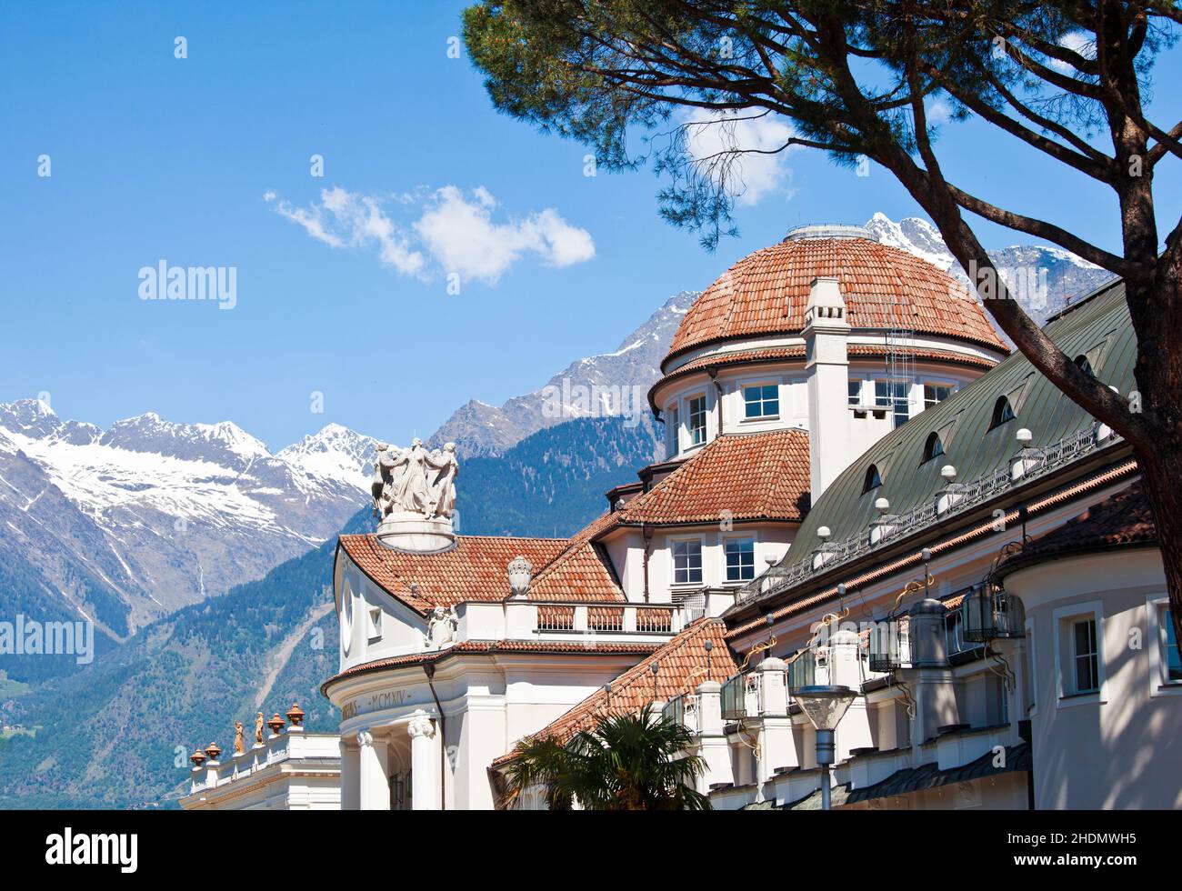 spa hotel, merano, hotel, hotels, spa hotels, meranos Stock Photo - Alamy
