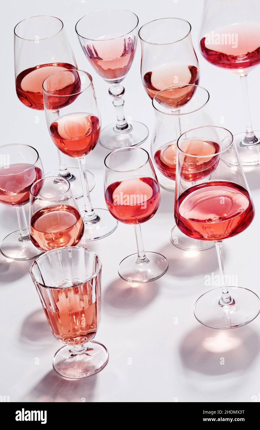 rose wine, wine glasses, rose wines, glas ware Stock Photo - Alamy