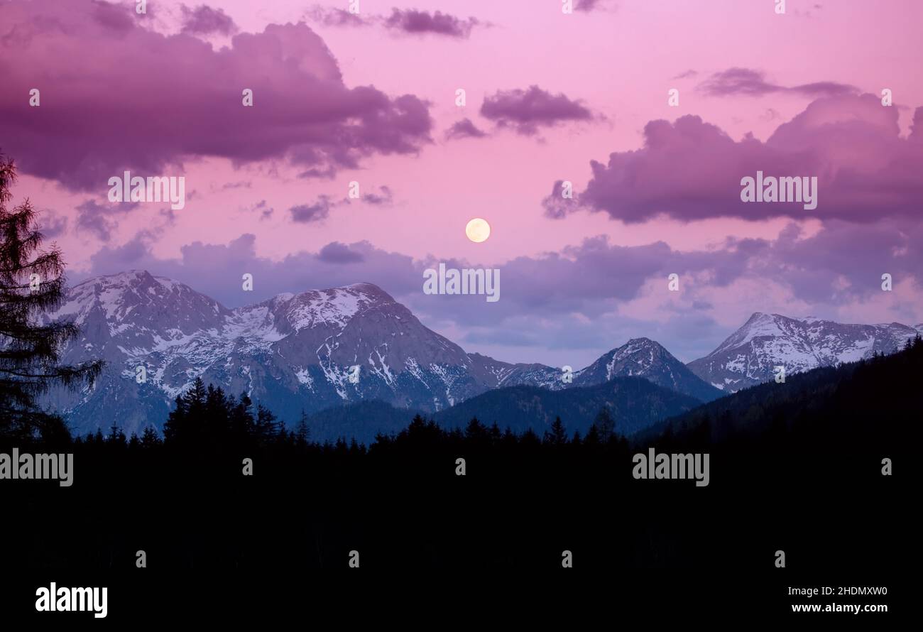 european alps, full moon, berchtesgadener land, full moons ...