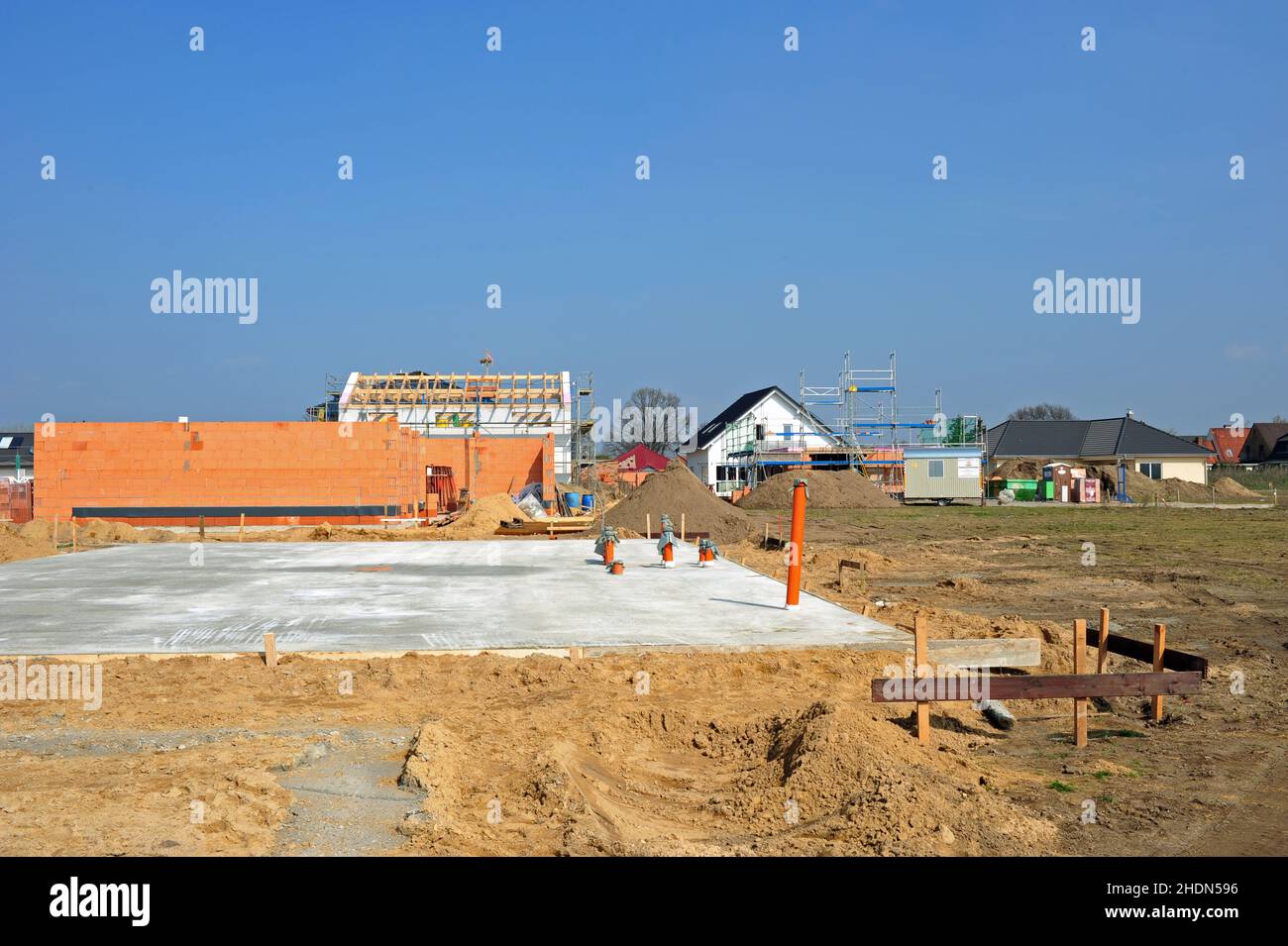 building construction, foundation, building site, building side ...