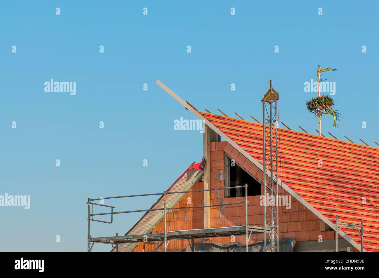 attic, scaffolding, topping out, attics, roof top, topping outs Stock ...