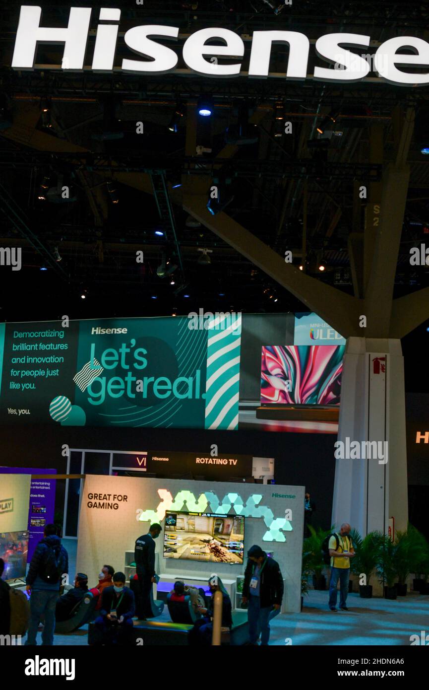 Las Vegas, NV, USA. 6th Jan, 2022. The Hisense booth at CES 2022 at the ...