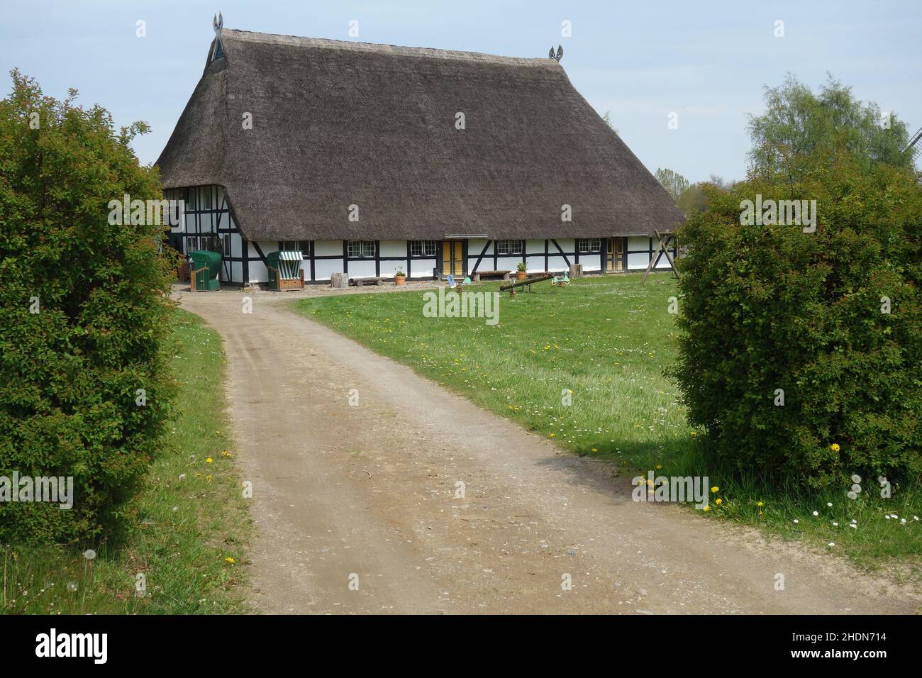 farmhouse, timbered, thatched-roof house, farmhouses, half-timbered ...