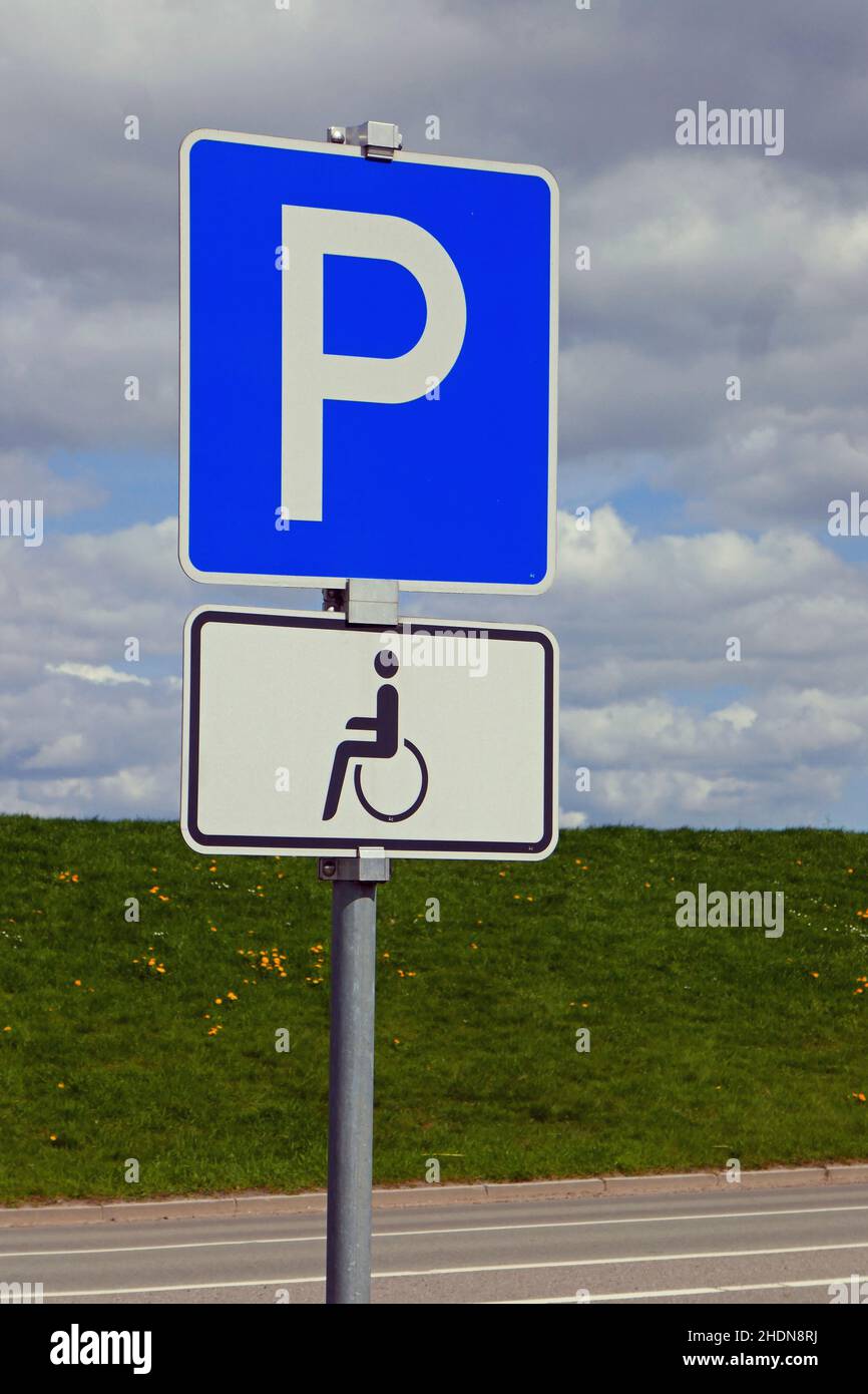 parking lot, disabled driver sign, car park, car-park, carpark ...
