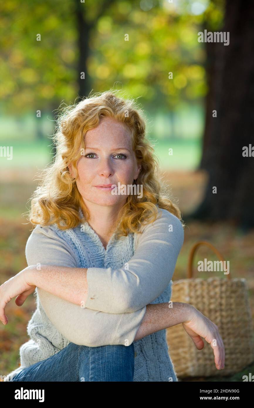 One woman only 40s autumn hi-res stock photography and images - Alamy