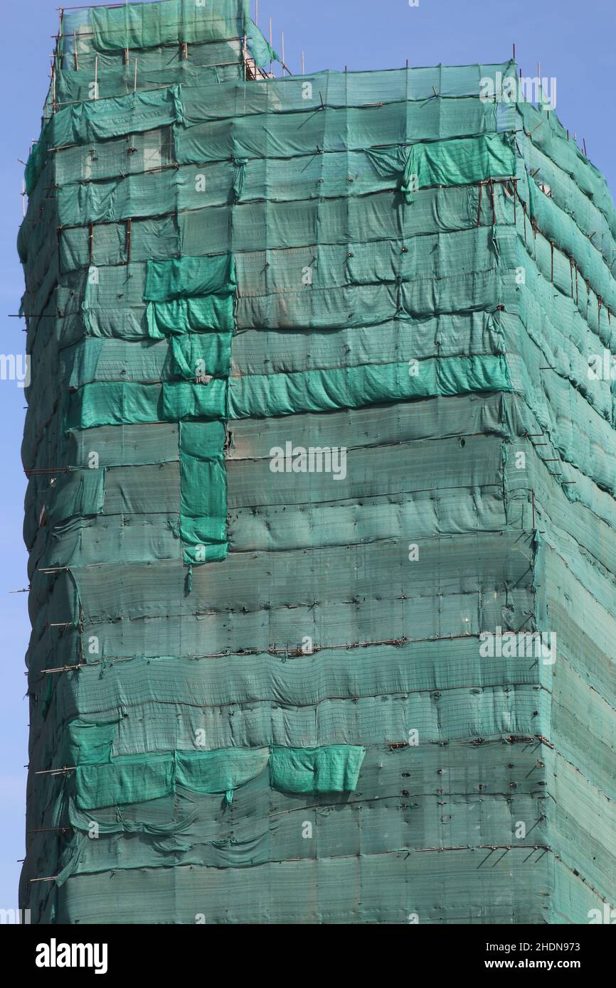 skyscraper, tarpaulins, construction site safety, high rise ...