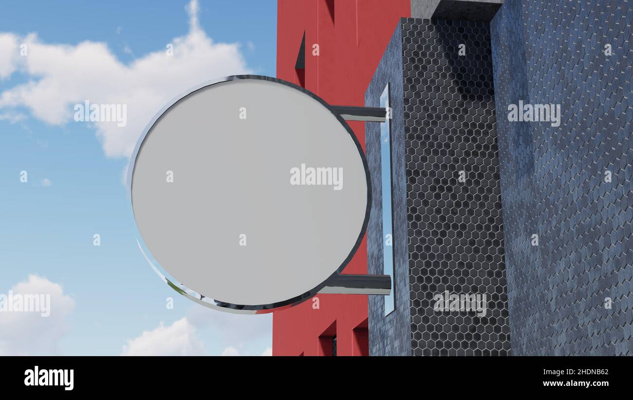 A 3D rendering of a wall signboard mockup Stock Photo - Alamy