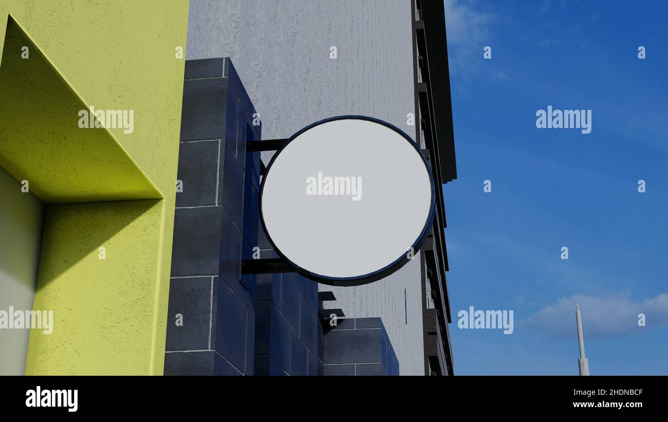 A 3D rendering of a wall signboard mockup Stock Photo - Alamy