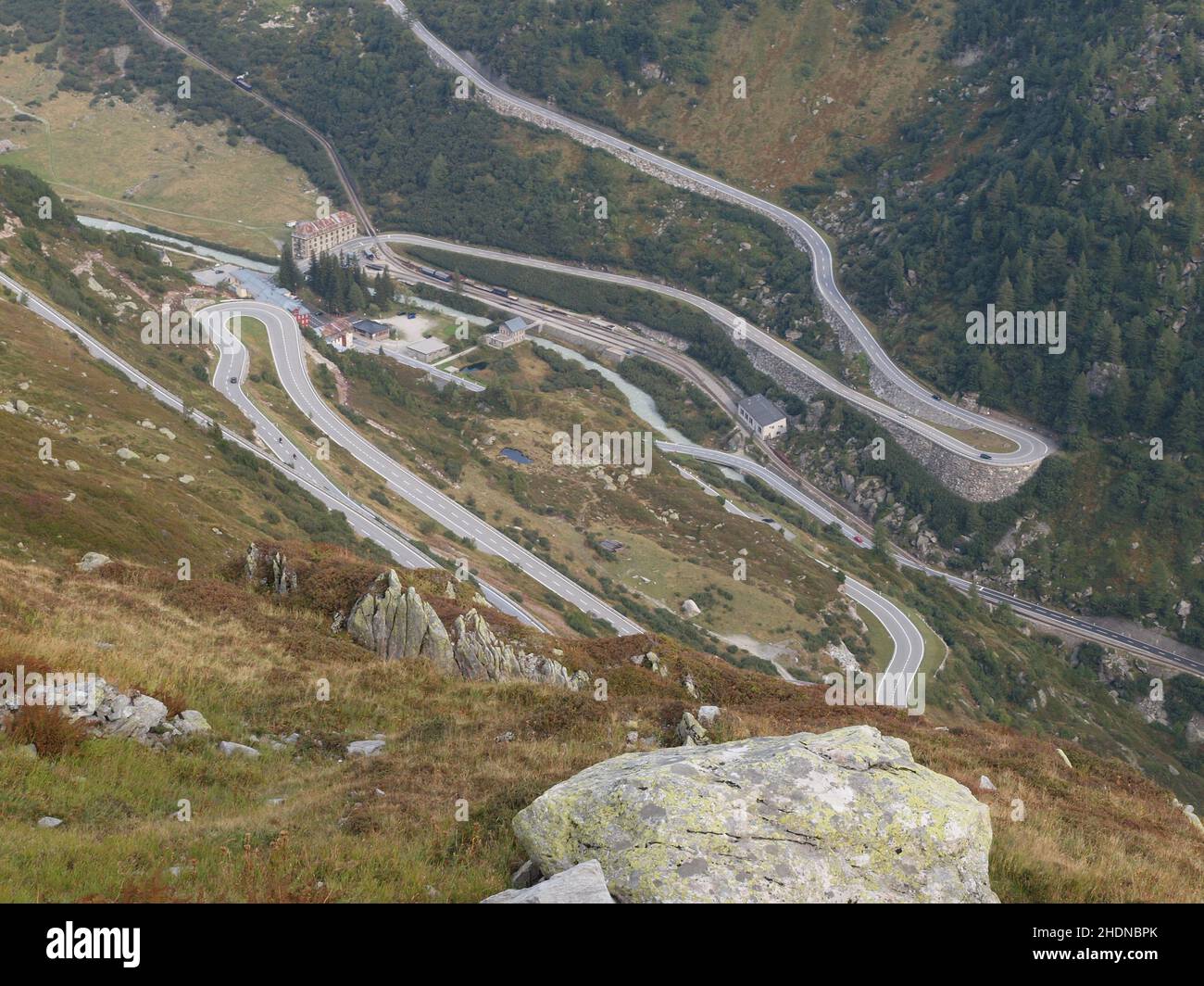 pass road, switchbacks, furkapass, pass roads Stock Photo - Alamy