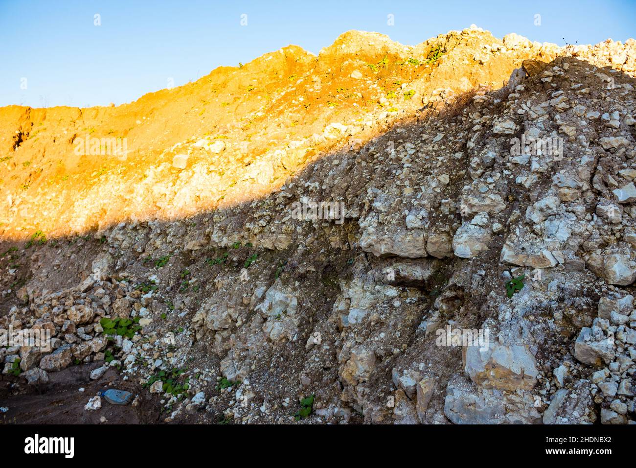 The slope of a stone quarry for the extraction of crushed stone with an ...