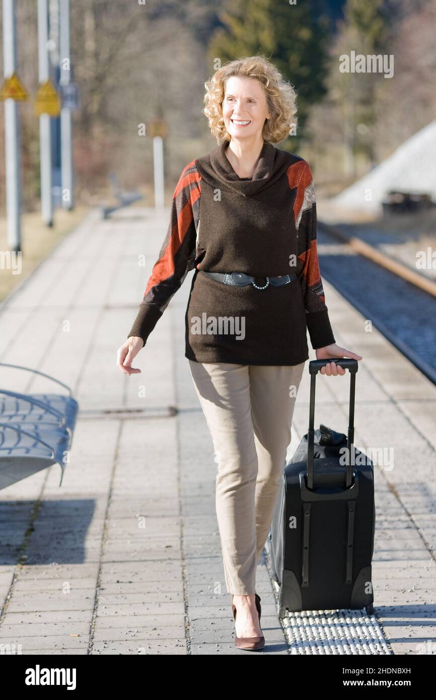 woman, senior, on the move, trolley, female, ladies, lady, women ...
