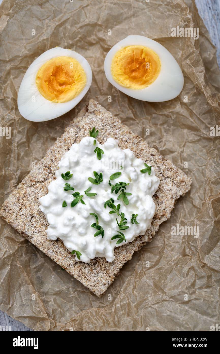 crispbread, boiled egg, cottage cheese, crispbreads, boiled, boiled ...