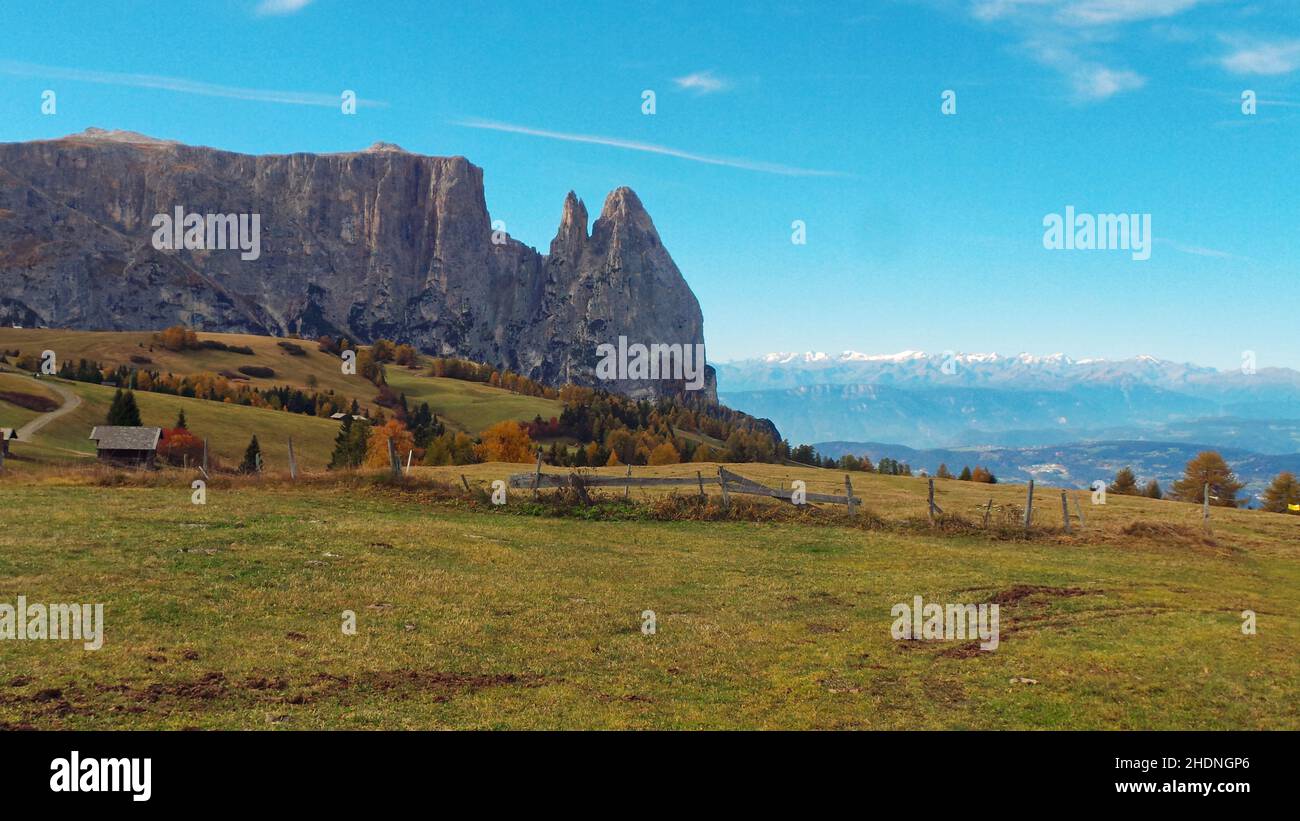 dolomites, seiser alm, santnerspitze Stock Photo - Alamy