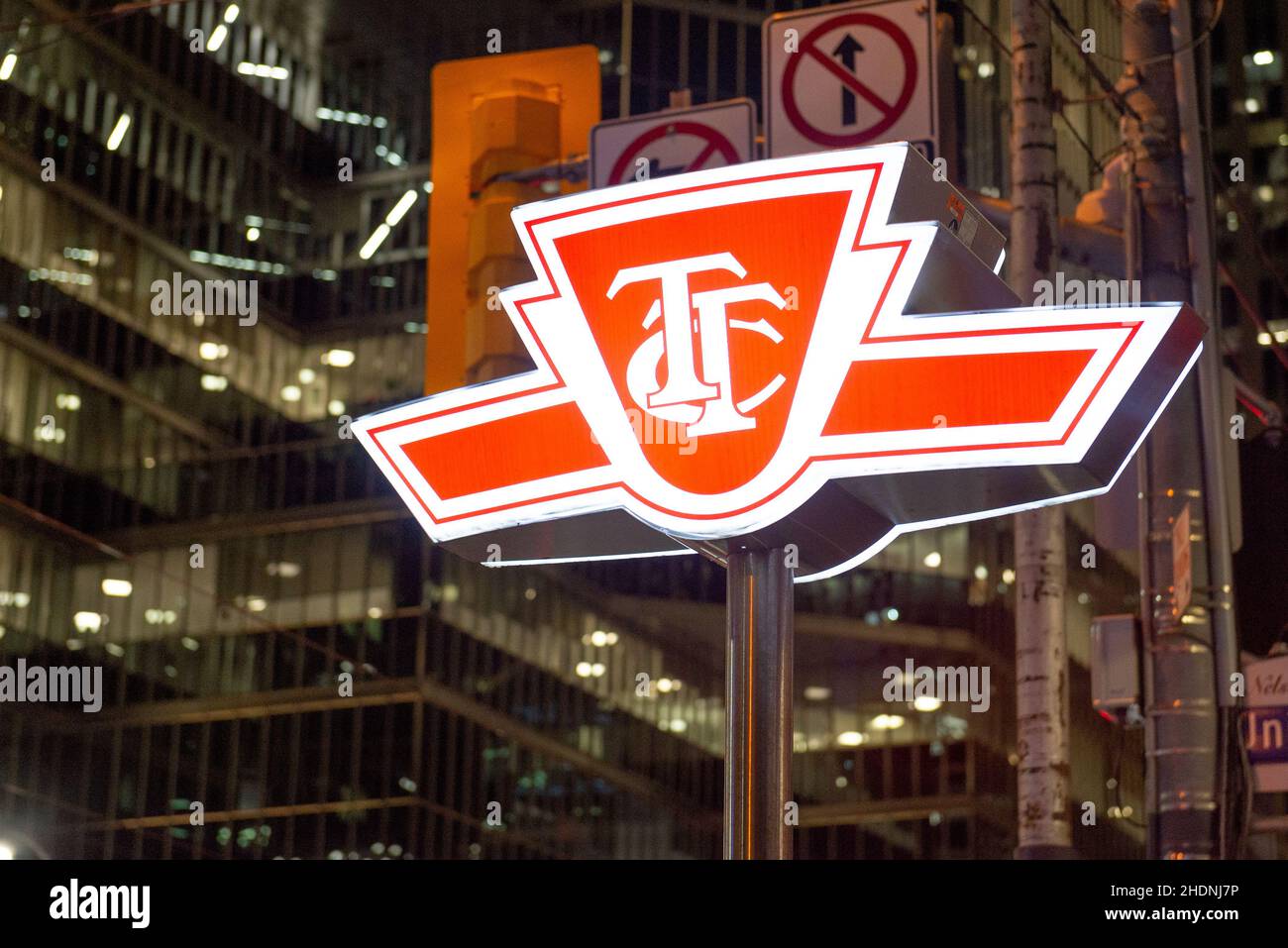 Toronto, ON, Canada – December 08, 2021: The sign of Toronto Transit ...