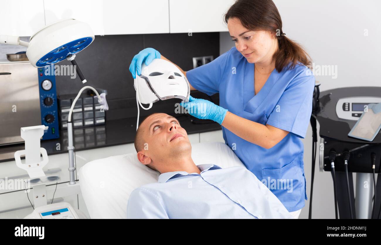 Led phototherapy facial hi-res stock photography and images - Alamy