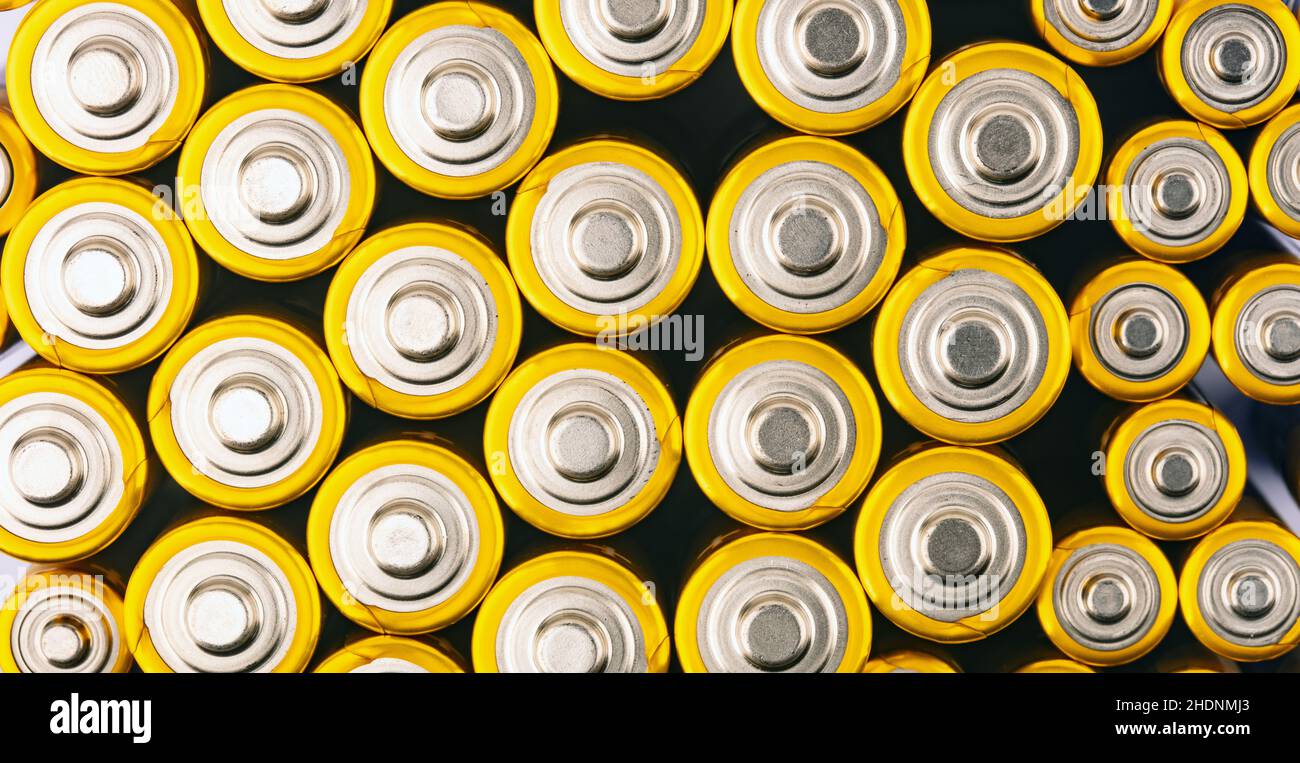 Panorama from group of Batteries. Studio Shot from above Stock Photo ...