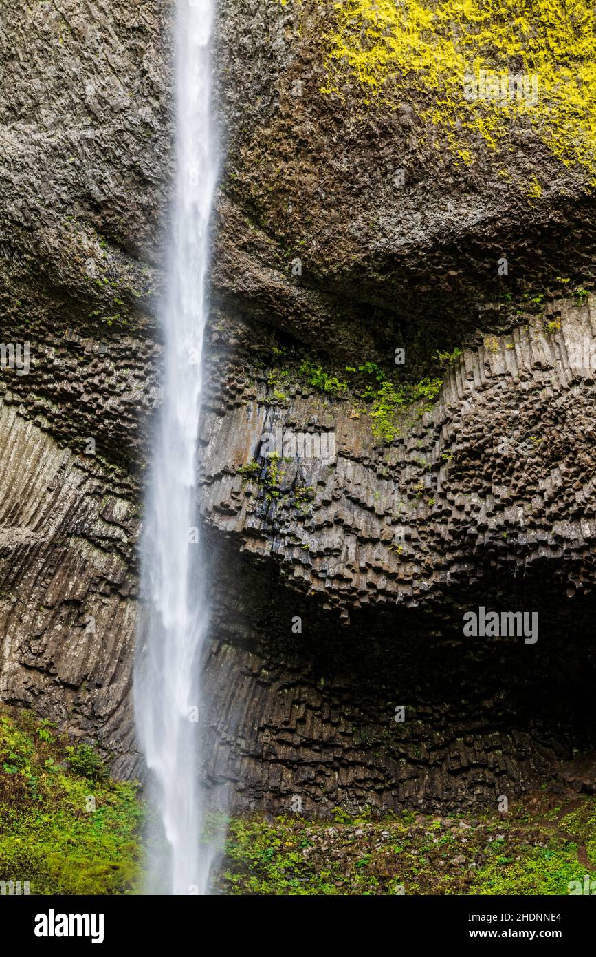Latourell Falls, located in the Columbia River Gorge in Oregon, plunges ...
