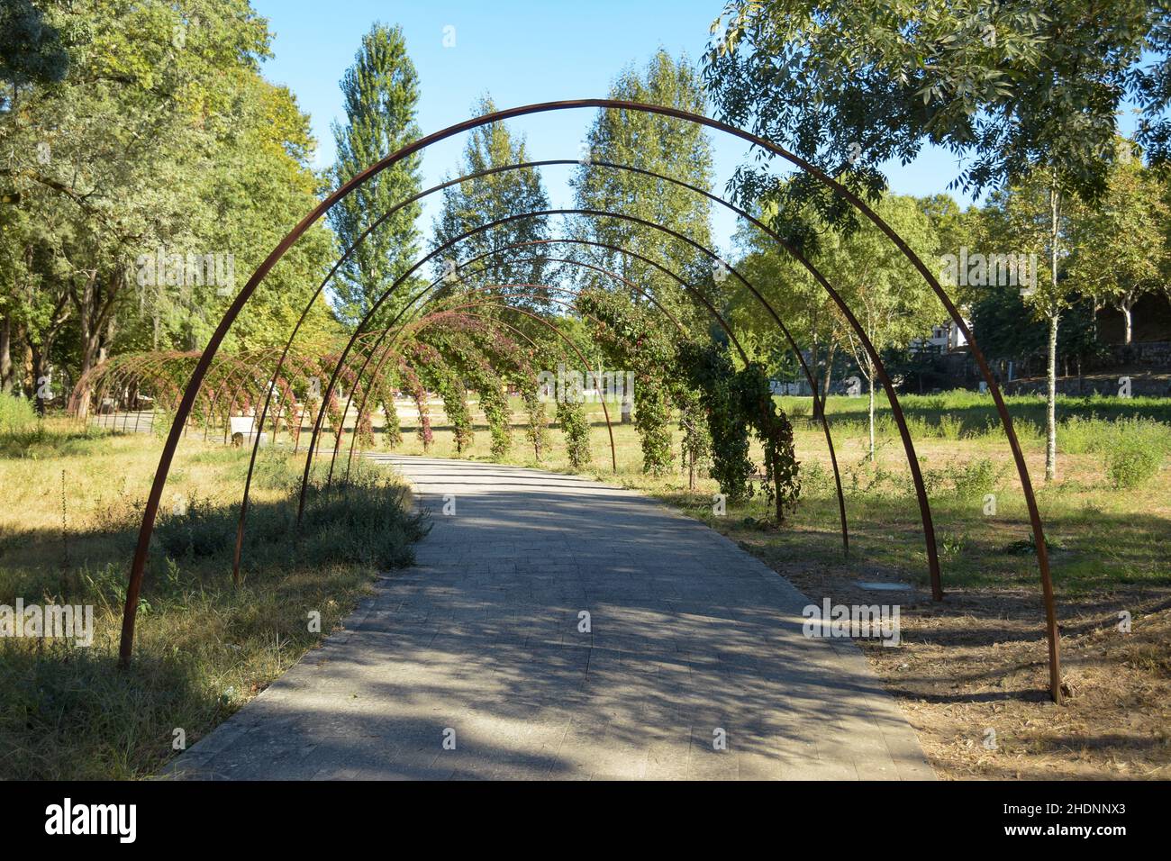 Photo of a metal tunnel in a park Stock Photo - Alamy