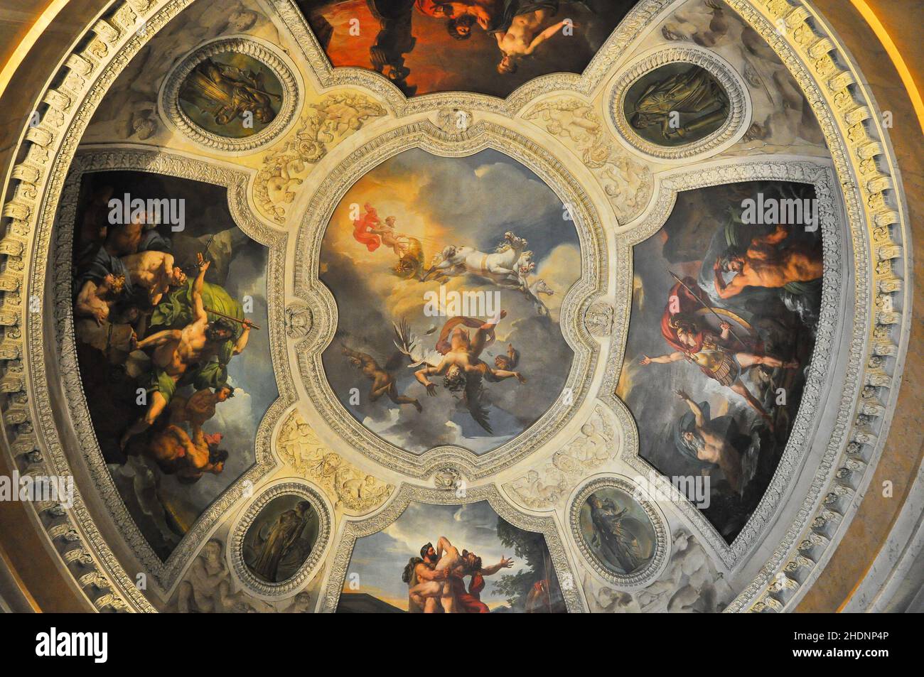 Low-angle shot of the decorated ceiling of the Apollo Gallery at the ...