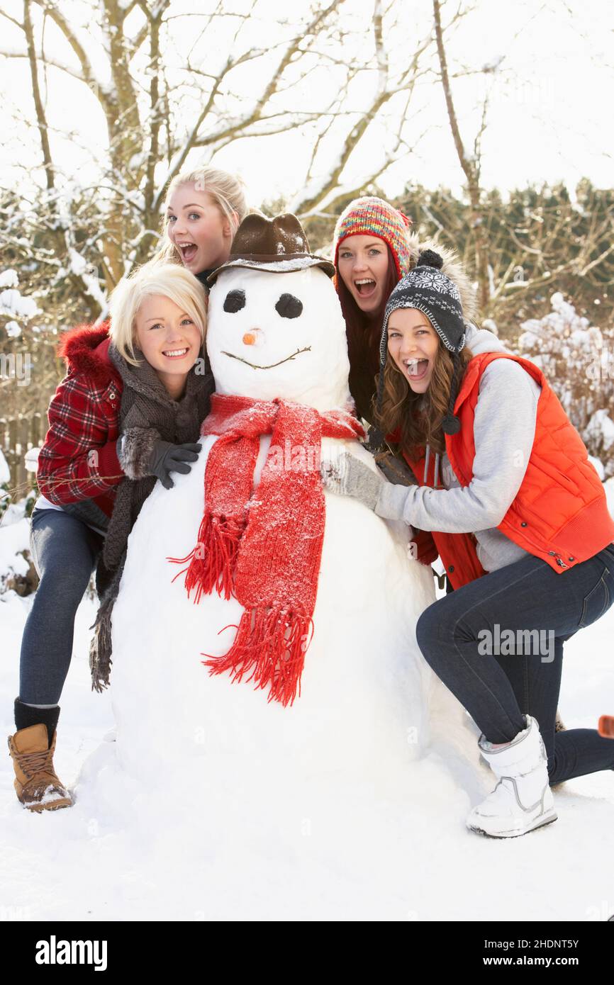 teenager, friends, snowman, teen, teenage, teenagers, teens, friend ...